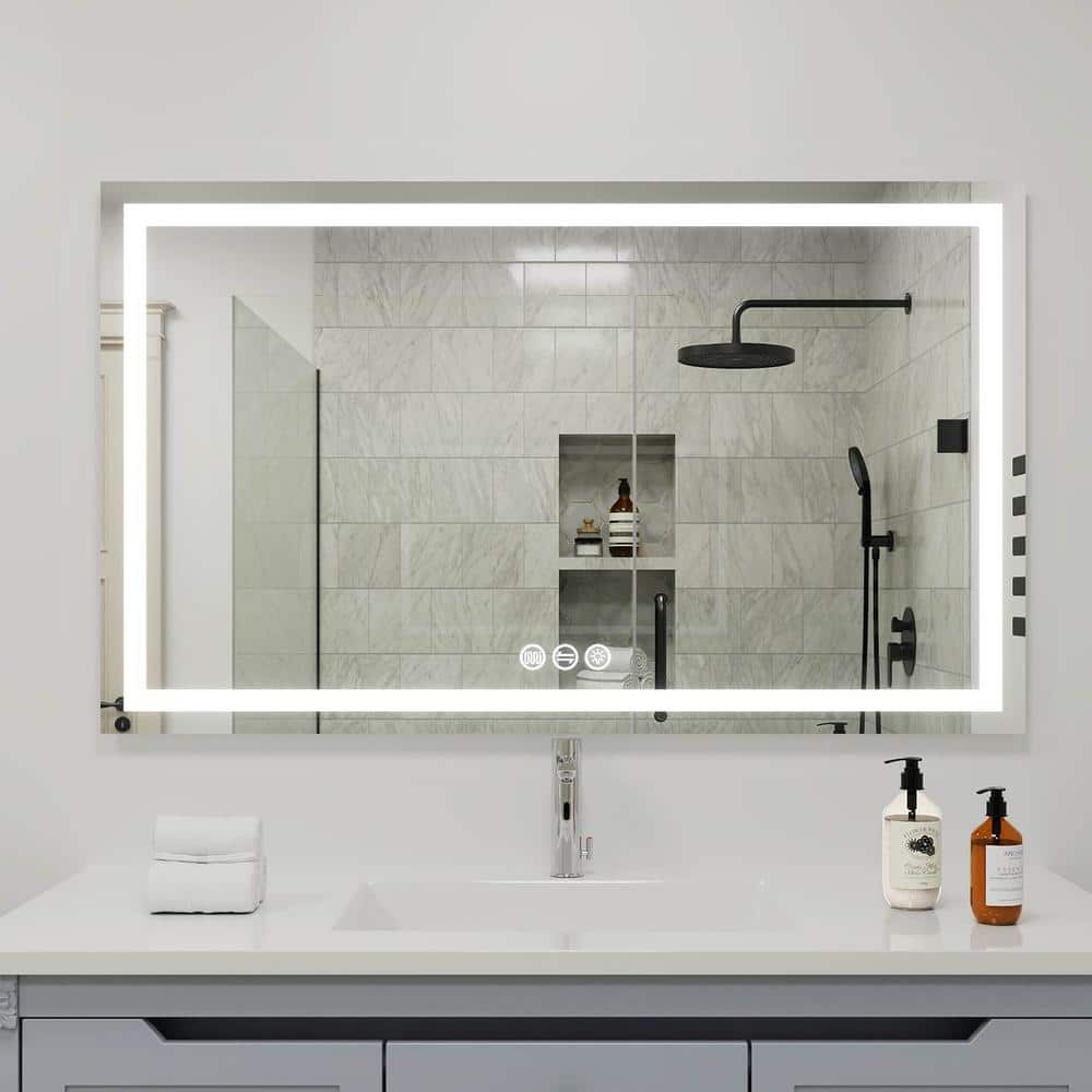 INSTER MOC 60 in. W x 36 in. H Large Rectangular Frameless LED Lighted ...