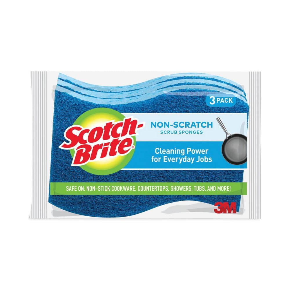 Scotch-Brite Non-Scratch Blue Scrub Sponge (3-Pack) MMMMP38D - The Home ...