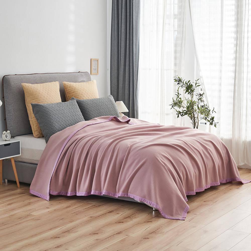 JML Wood Rose Polyester Queen Fleece Blanket with Satin Binding Edges ...