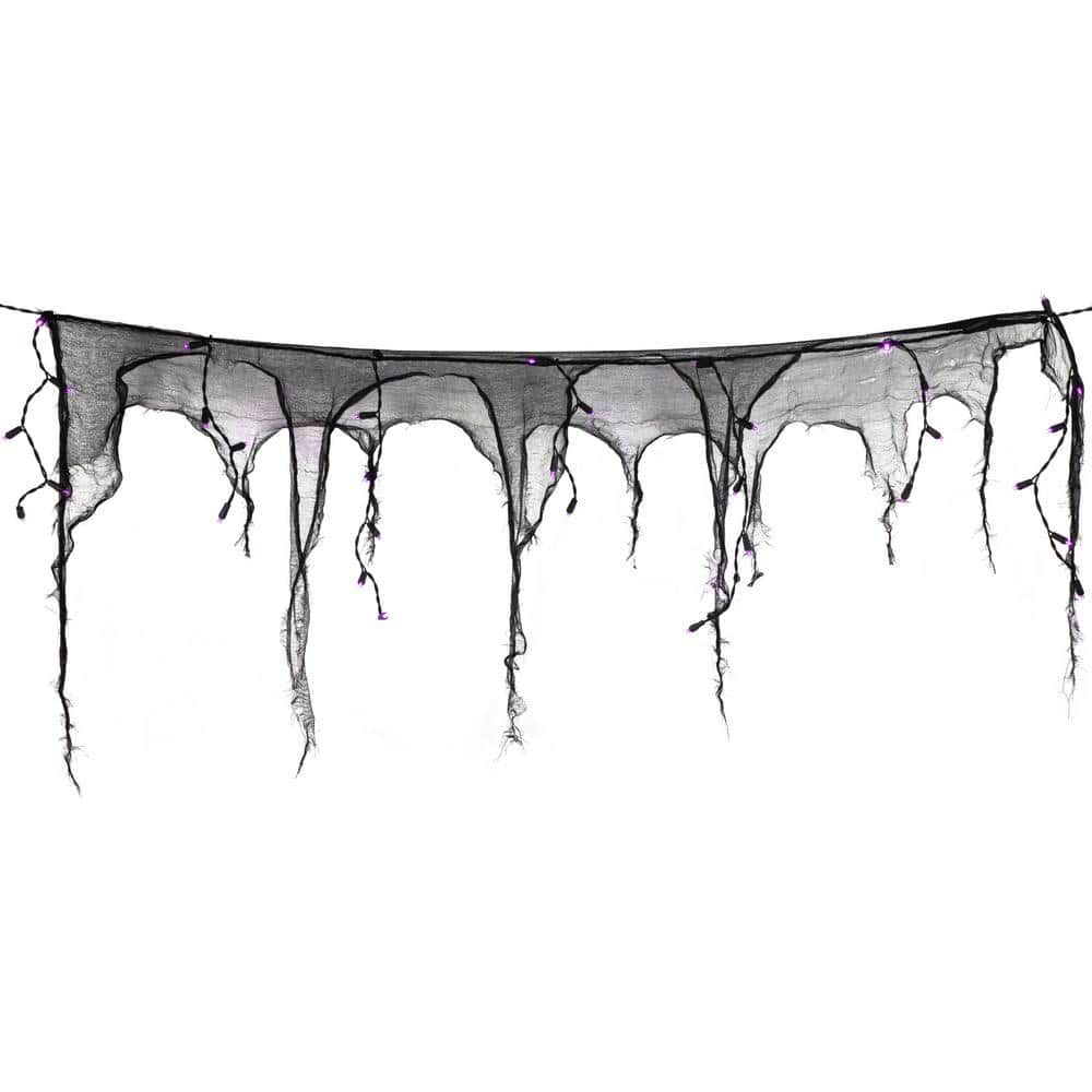 Northlight 6 ft. x 2 ft. Pre-Lit Purple LED Gauze Drape Halloween ...