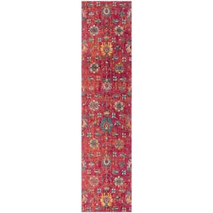 SAFAVIEH Merlot 9 ft. x 12 ft. Red/Multi Distressed Floral Area Rug ...
