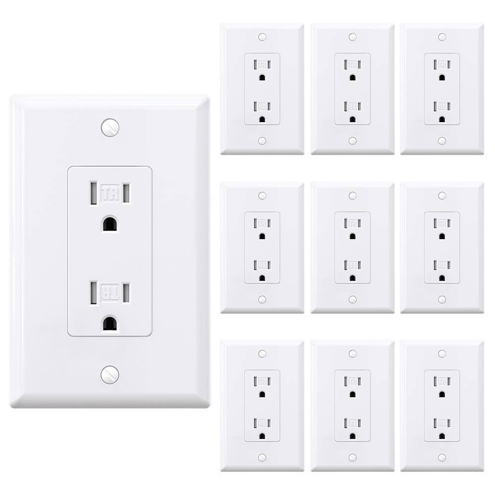 ELEGRP Decor 15 Amp Tamper-Resistant Single Outlet, White (50-Pack ...