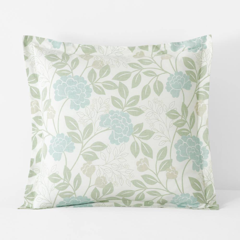 The Company Store Company Cotton Mariel Floral Sea Blue Cotton Percale ...