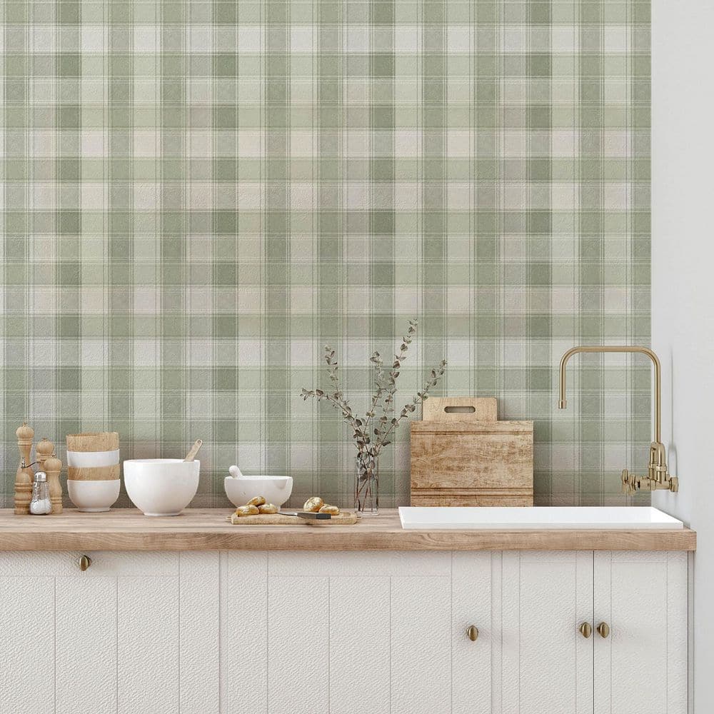 Arthouse Rita Green Country Check Wallpaper Sample AH922806SAM - The ...
