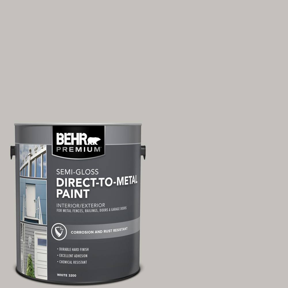 BEHR PREMIUM 1 gal. #PPU18-10 Natural Gray Semi-Gloss Direct to Metal ...