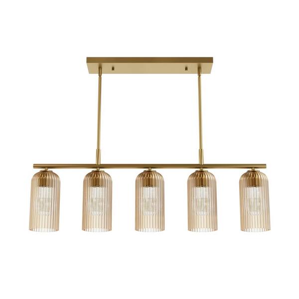 Hunter Beverly Glen 5-Light Luxe Gold Shaded Linear Chandelier for ...