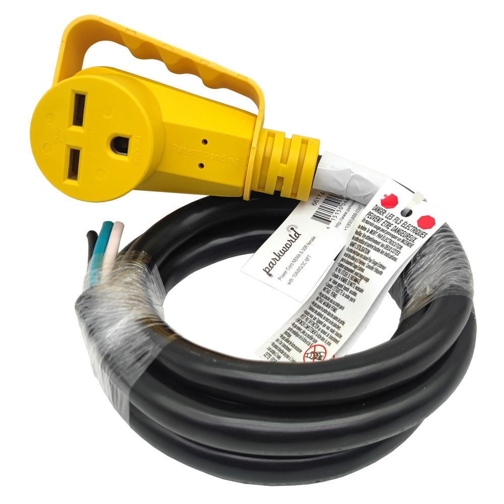 parkworld 6 ft. 10/3 30 Amp 250-Volt NEMA 6-30R Female Connector to 3-Wires Replacement Power ...