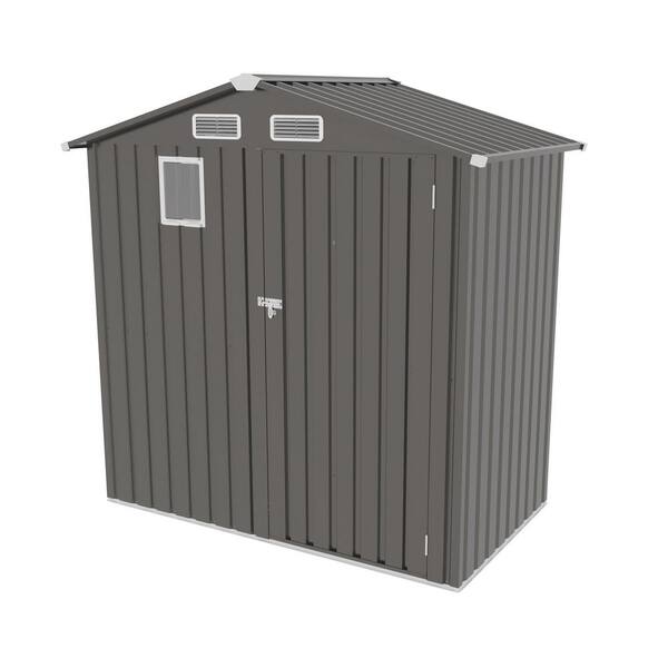 6 ft. W x 3.5 ft. D Gray Metal Outdoor Storage Shed with Clear Window ...