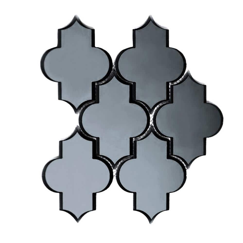 ABOLOS Blue Diamond Arabesque Mosaic 3 in. x 3 in. Glass Mirror ...