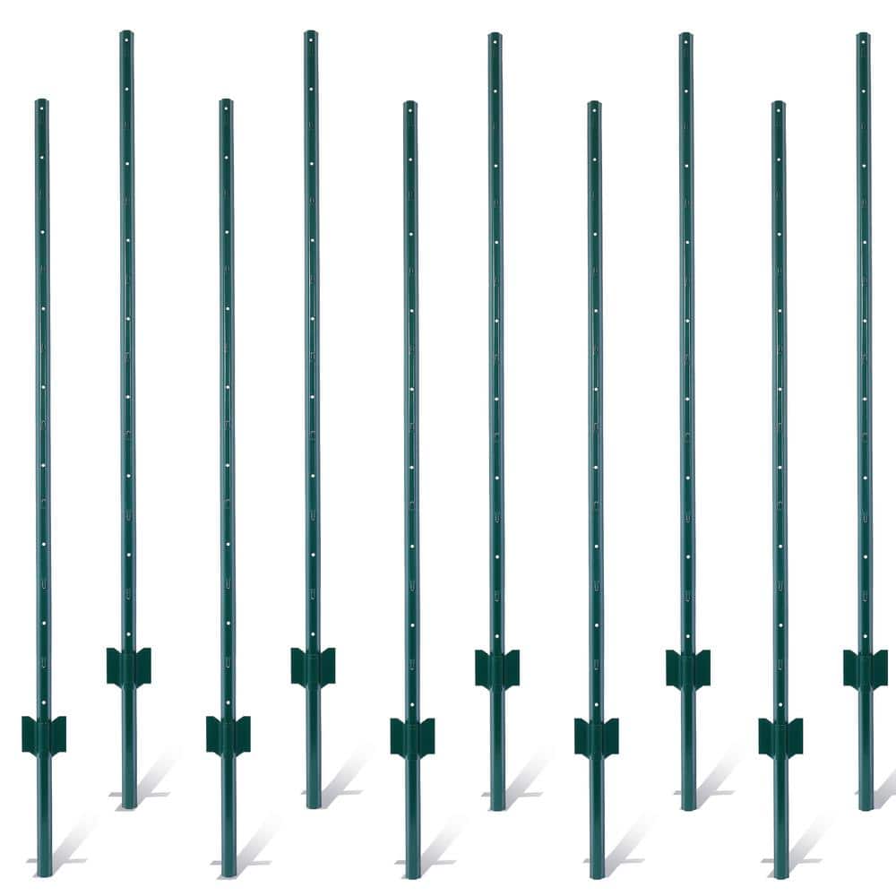 Otryad 60 in. Steel Garden Fence, Fence Posts 5 ft. 10-Pack, Heavy Duty ...