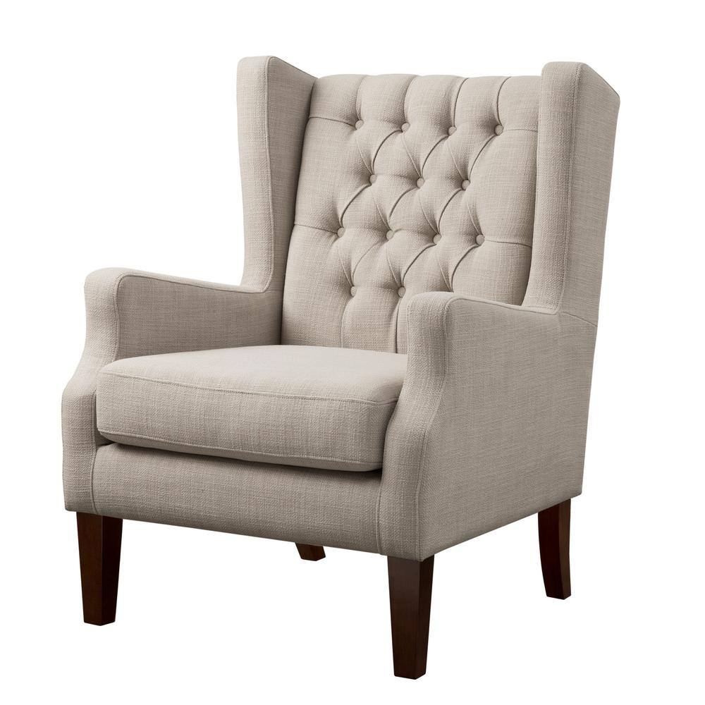 Madison Park Roan Linen Wingback Chair with Button Tufted FPF18-0435 ...