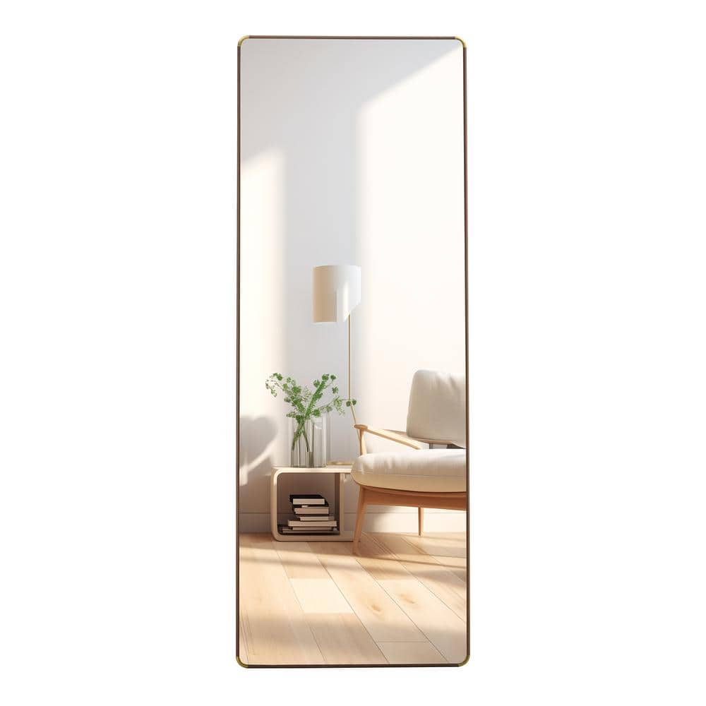 New Fashionable Brown Frame 23.2 in. W x 65 in. H Rectangle Floor ...