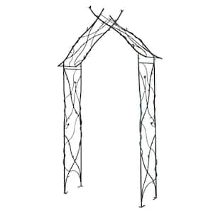 Litton Lane 103 in. x 16 in. Modern Black Iron Garden Arch Arbors 66312 ...
