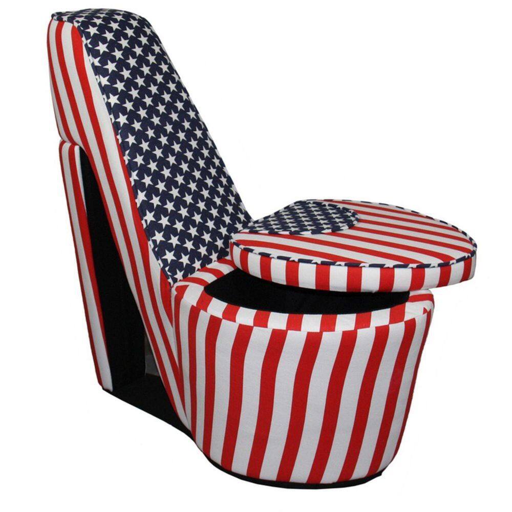 HomeRoots Caroline American Flag Suede Patterned Arm Chair 2000470314 ...