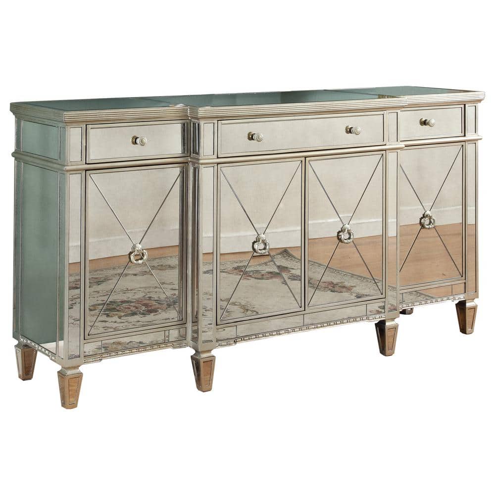 Best Master Furniture Alicia 70 in. L Silver Gold Mirrored Sideboard ...