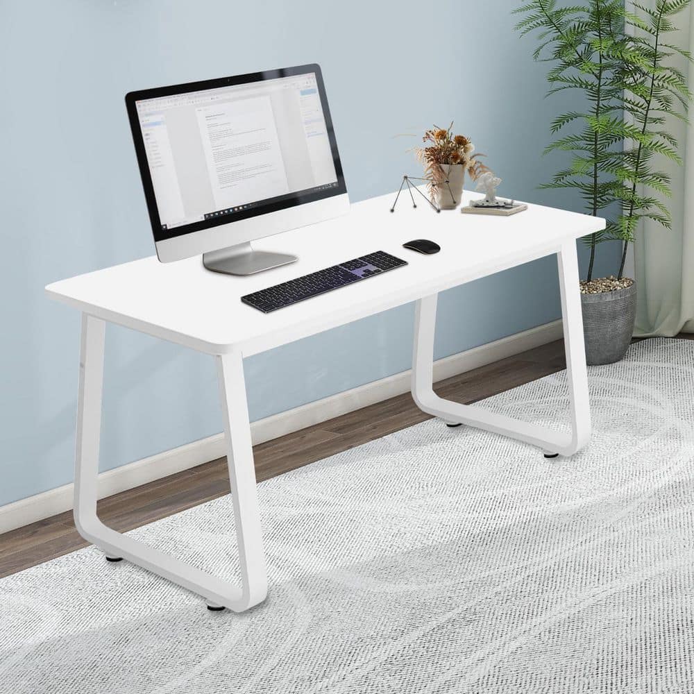 YIYIBYUS 31.5 in. Rectangular Modern White MDF Computer Desk JJ9WJ7 ...