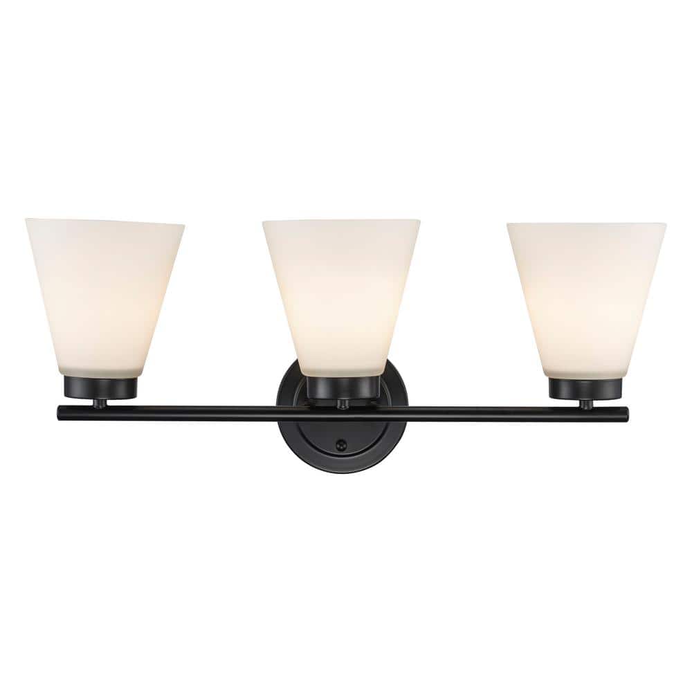 Bel Air Lighting Fifer 23 in. 3-Light Black Bathroom Vanity Light ...