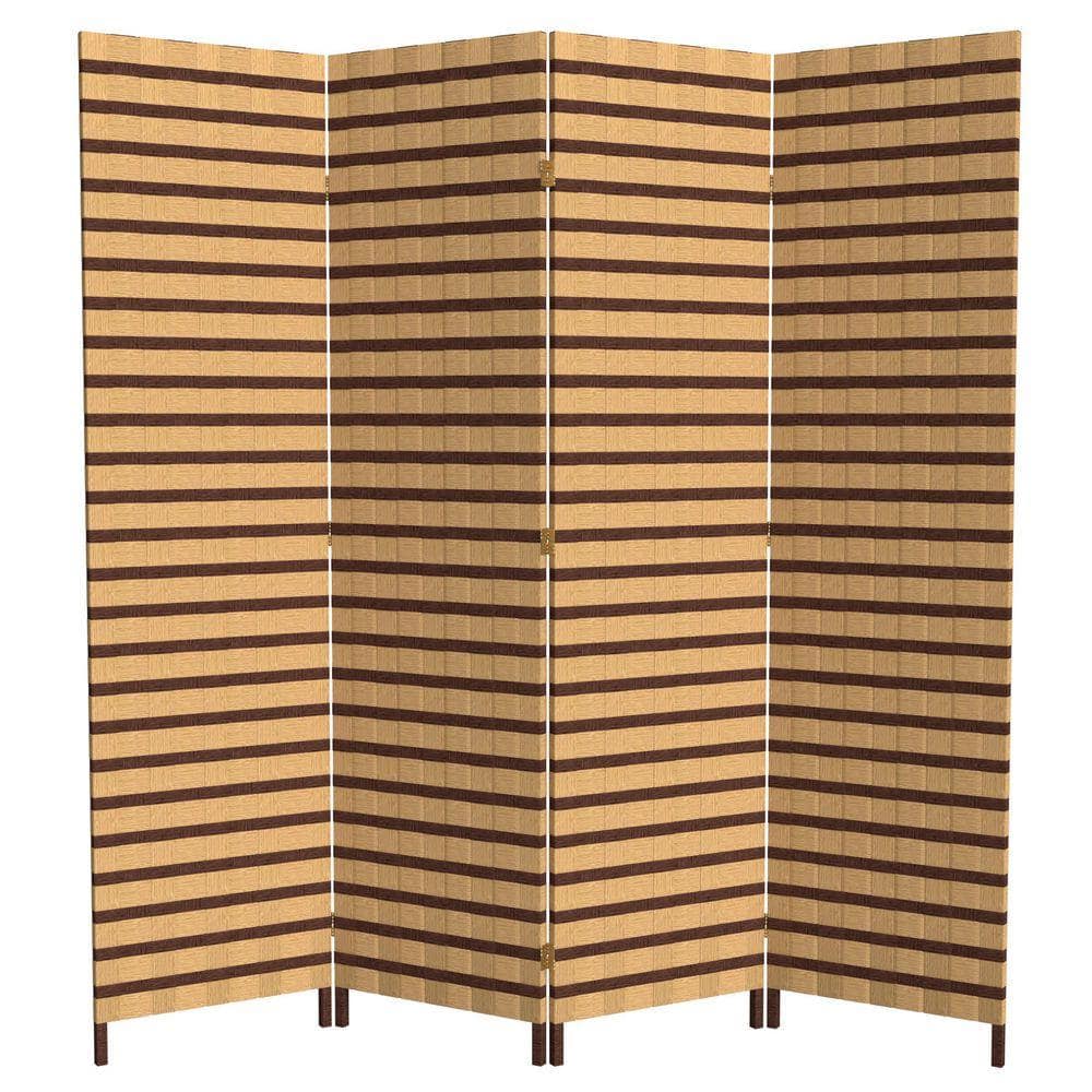 RED LANTERN 6 ft. Brown 2-Tone Natural Fiber 4-Panel Room Divider JH09 ...