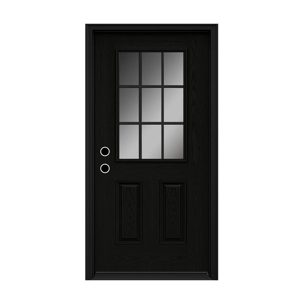 WRIGHTMASTER 36 in. x 80 in. 9 Lite Right-Hand Frosted Glass Black ...