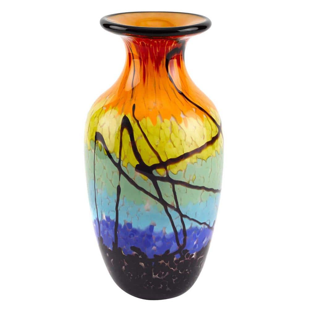 HomeRoots 10.5 in. Multi-Colored Crystal Cylinder Decorative Vase ...