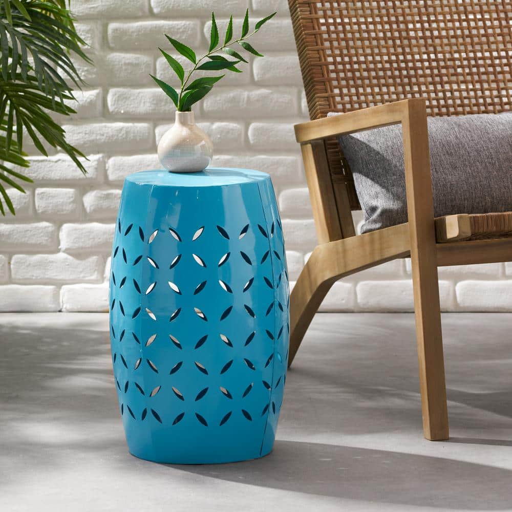 CHRISTOPHER KNIGHT HOME Jorrell 12.25 in. W Blue Round Iron Lace Cut ...