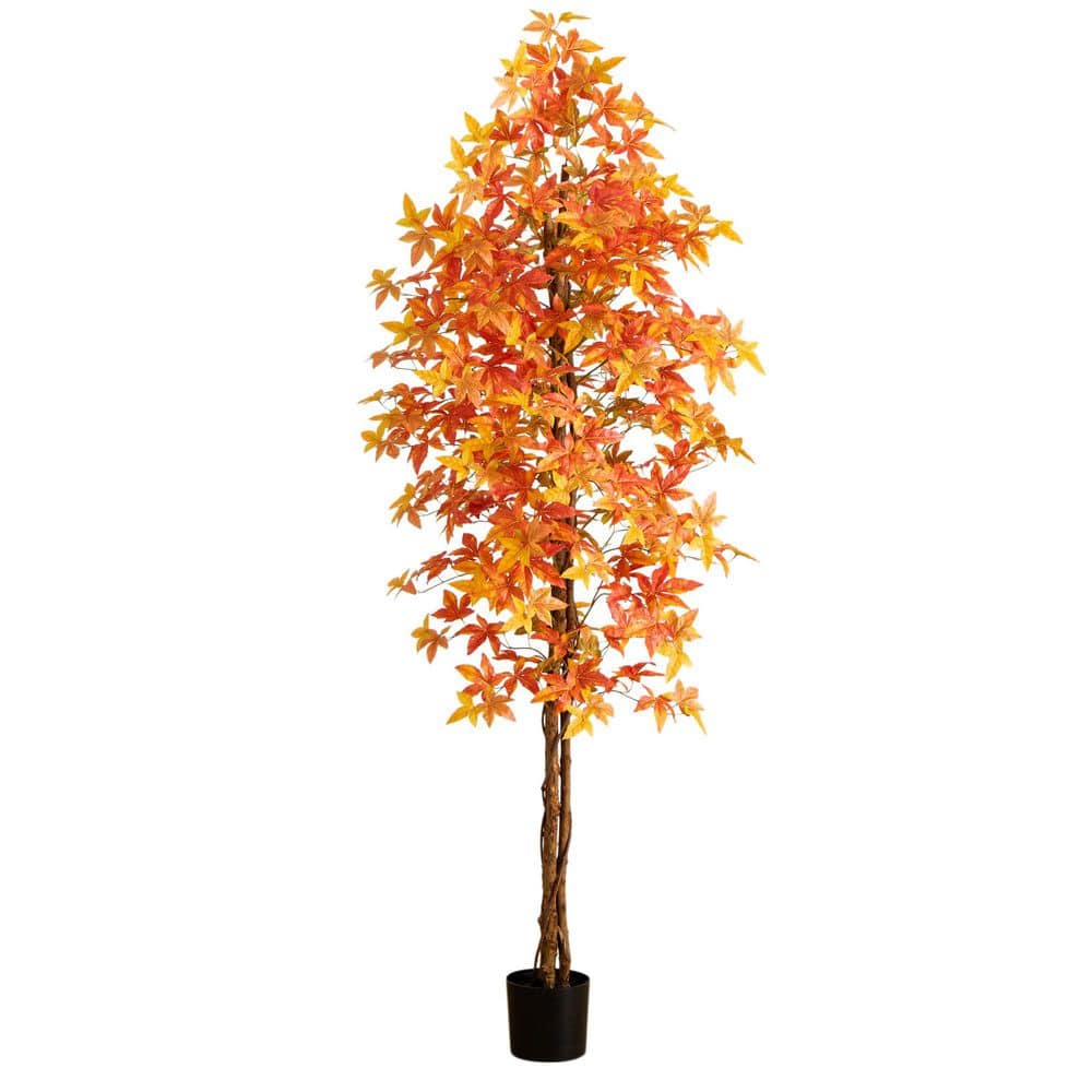 Nearly Natural 8 ft. Autumn Deluxe Maple Artificial Fall Tree T5311 ...