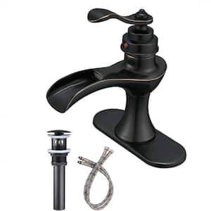 FORIOUS Waterfall Single Handle Bathroom Faucet with Metal Pop-Up Drain ...