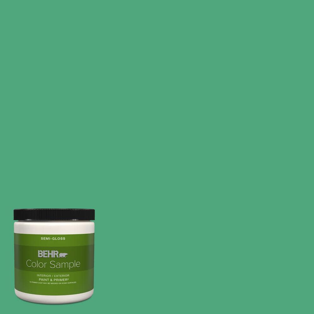 BEHR PREMIUM PLUS 8 oz. #P420-5 Shamrock Green Semi-Gloss Interior ...