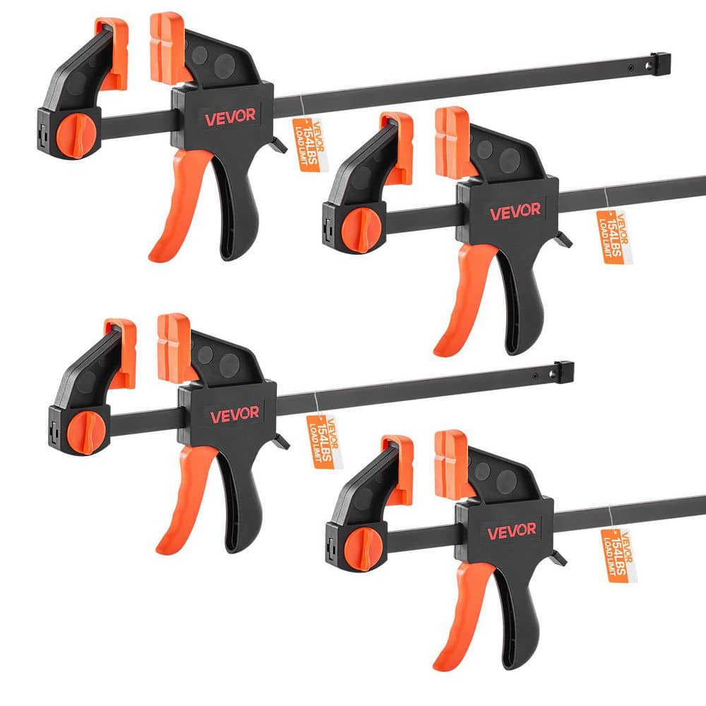 VEVOR Bar Clamps Set for Woodworking, 1-Handed Quick-Grip F-Clamp, 12 ...