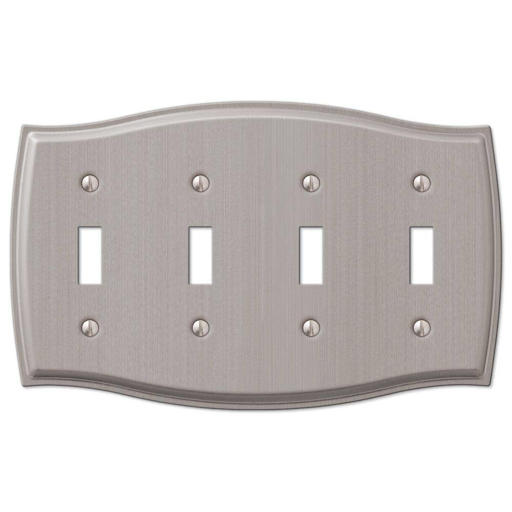AMERELLE Vineyard 4 Gang Toggle Steel Wall Plate - Brushed Nickel ...