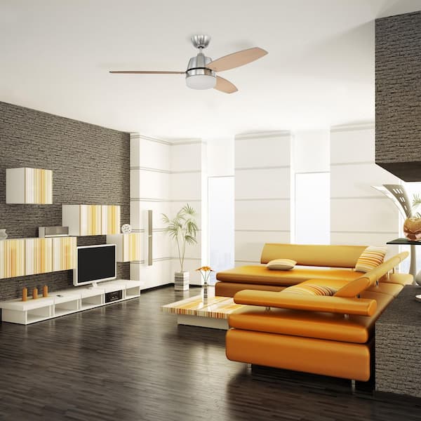 CRAFTMADE 52 in. Brushed Polished Nickel, Brushed Nickel/Maple Blades ...