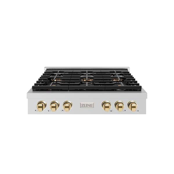 ZLINE Kitchen and Bath Paramount 36 in. 6-Burner Porcelain Cooktop with ...