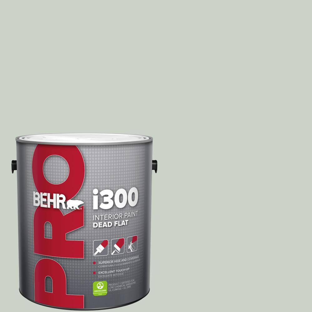 BEHR PRO 1 gal. #MQ3-48 Shy Green Dead Flat Interior Paint PR31001 ...