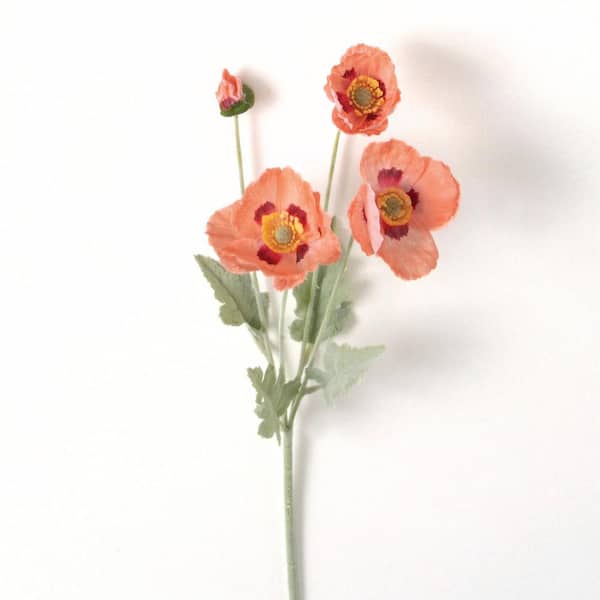 SULLIVANS 25 in. Peachy Orange Indoor Artificial Long Poppy Flower Stem ...