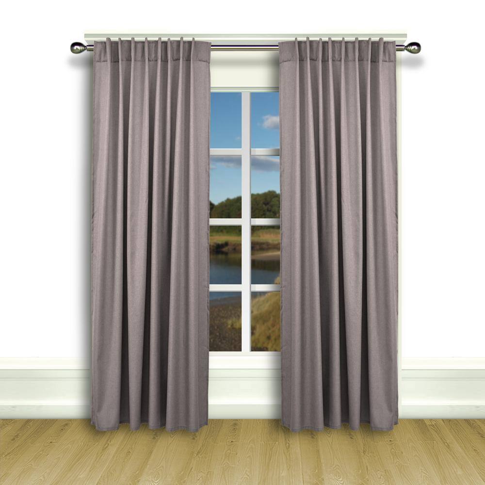 RICARDO Grey Woven Rod Pocket Room Darkening Curtain - 56 in. W x 63 in ...