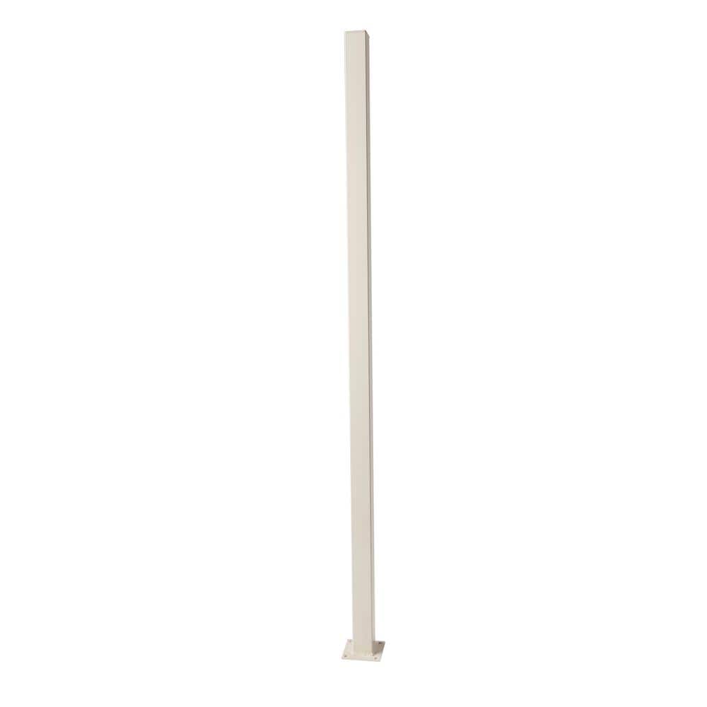 2 in. x 2 in. x 3 ft. Navajo White Metal Fence Post with Flange and ...