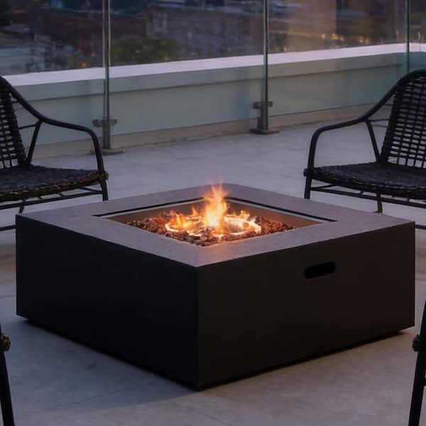 Coporesell 40 in. Dark Grey Square Propane Outdoor Fire Pit CLBCFP10DGR ...