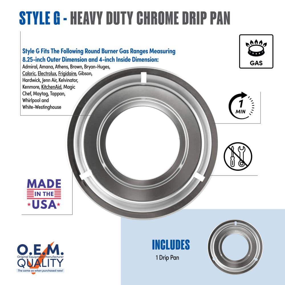 Range Kleen 8.25 in. Gas Drip Pan in Chrome RGP300 - The Home Depot