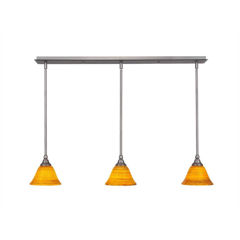 Livingston 100-Watt 3 Light Brushed Nickel, Linear Pendant Light with 7 ...
