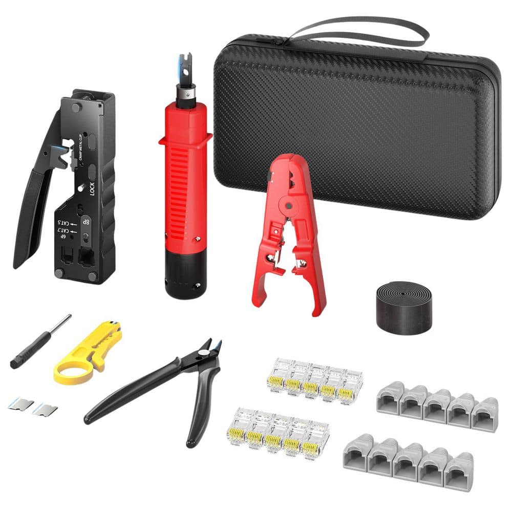 YICHUHAOXI 9-Piece Pass Through RJ45 RJ11 Network Tool Kit Cat7 Cat6A ...