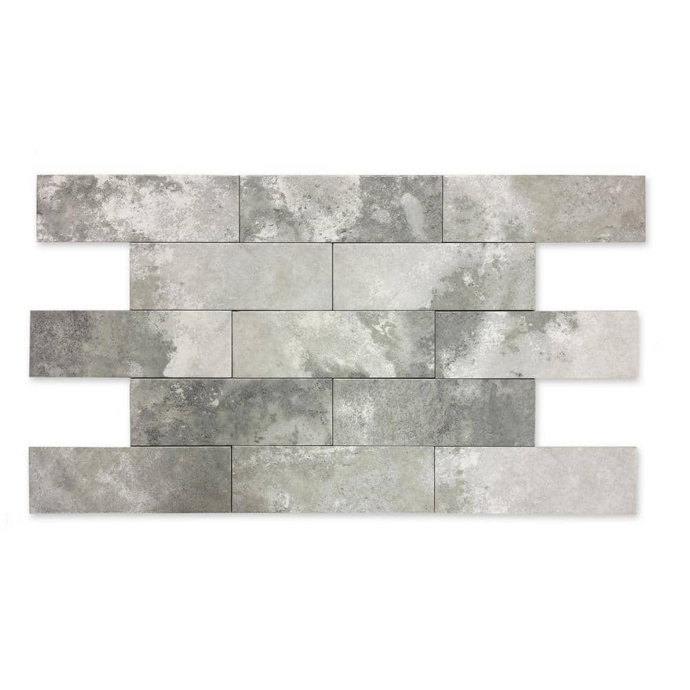 The Tile Doctor Lisboa Rectangle Cielo Grey 3 in. x 9 in. Textured ...