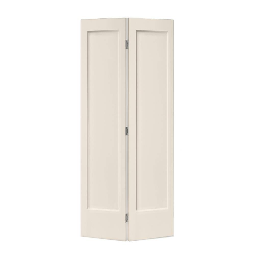 CALHOME 30 in. x 80 in. 1 Panel Shaker Beige Painted MDF Composite Bi ...