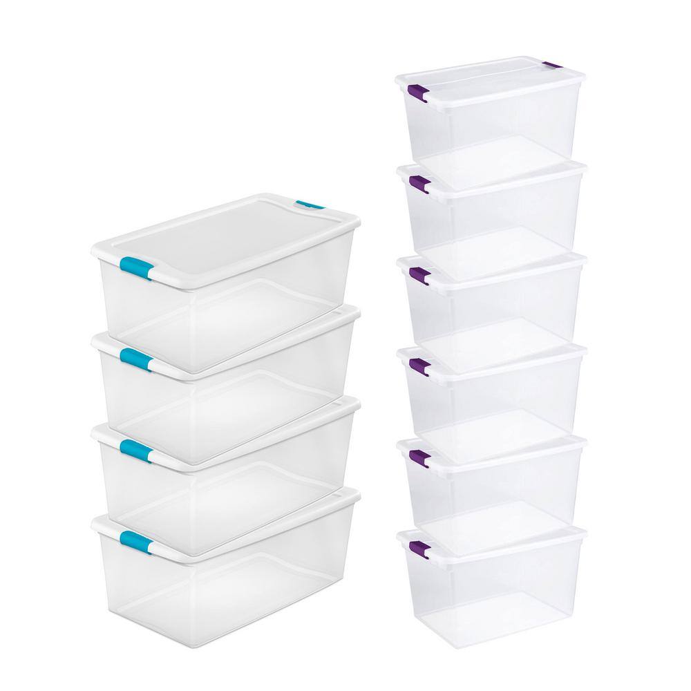 Sterilite 106 qt. Latching Storage Container (4-Pack) Plus 66 qt. Tote ...