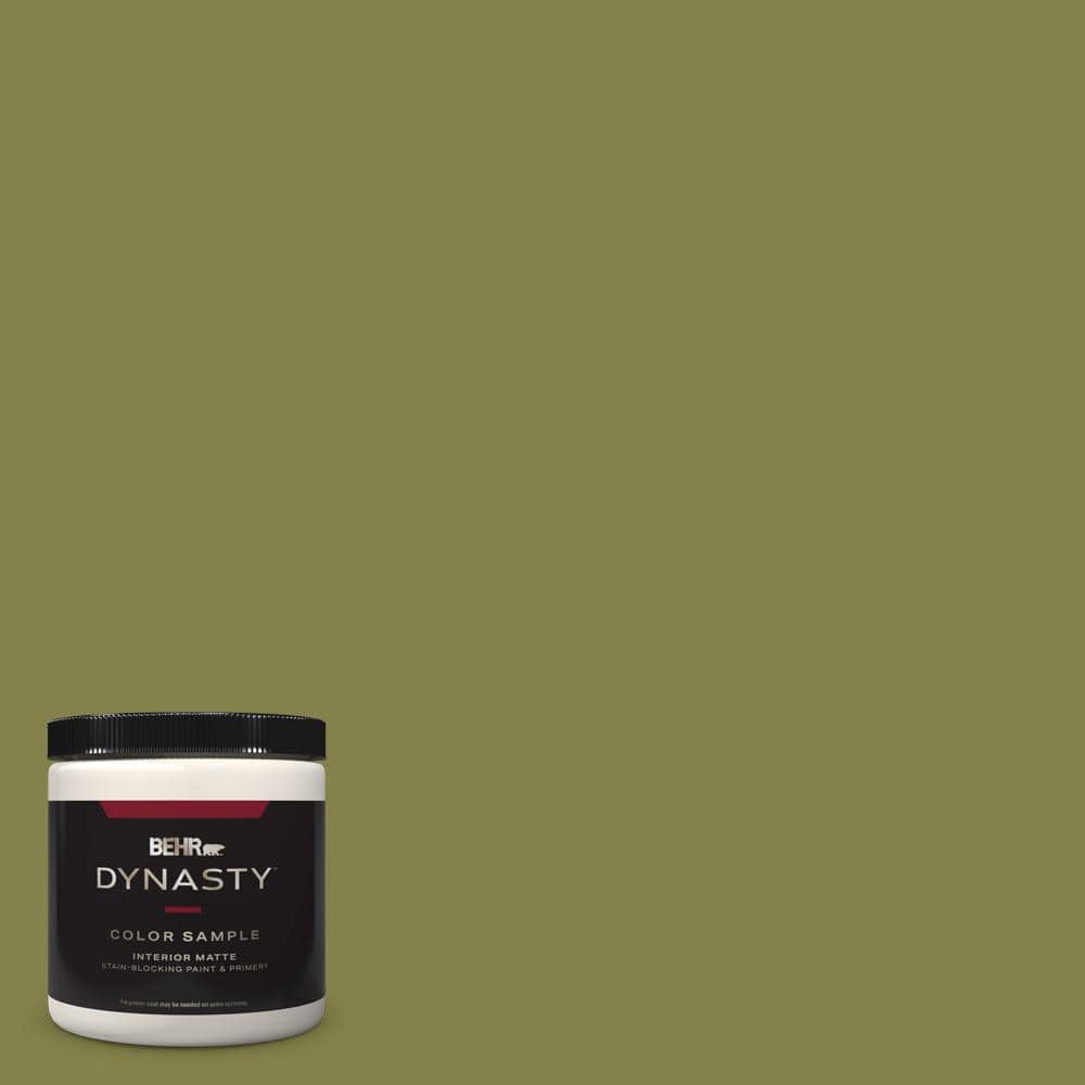 BEHR DYNASTY 8 oz. #MQ6-61 Basil Chiffonade One-Coat Hide Matte Stain ...