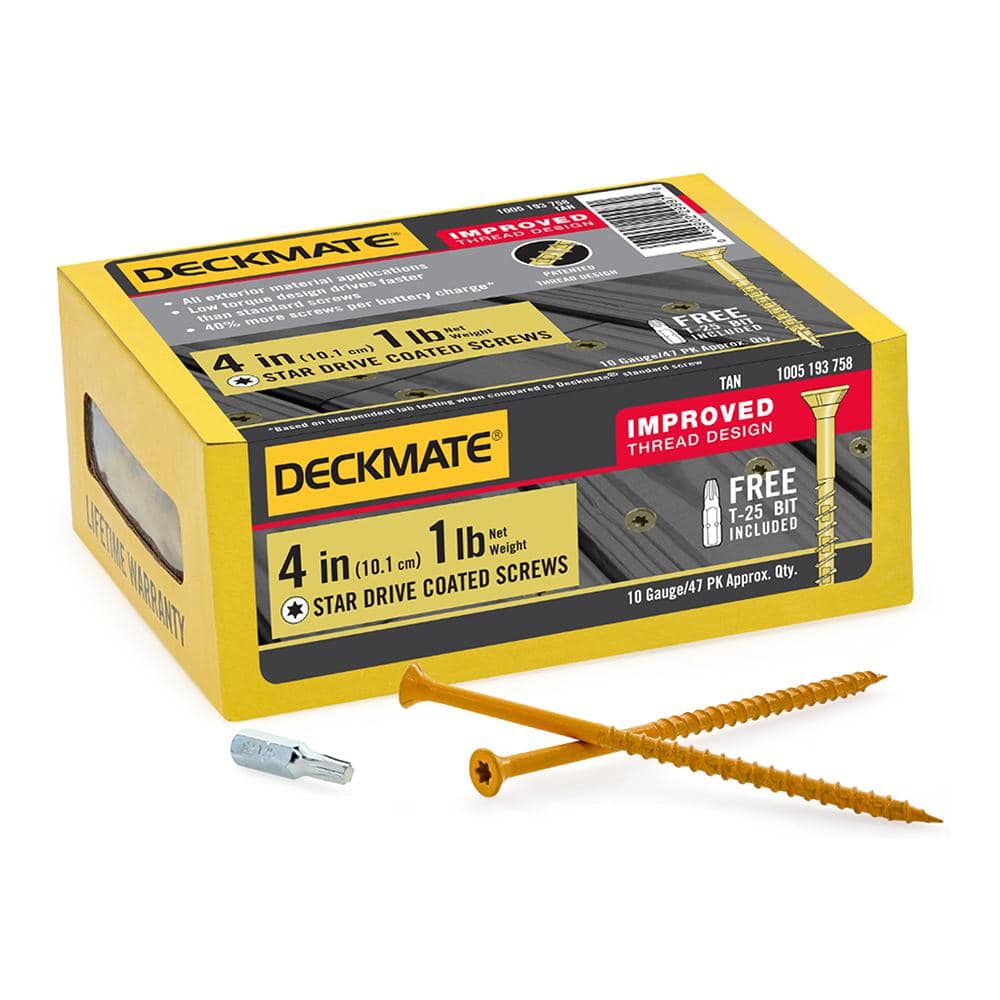 DECKMATE 10 X 4 In Star Flat Head Square Drive Tan Deck Screw 1 Lb deckmate-10-x-4-in-star-flat-head-square-drive-tan-deck-screw-1-lb