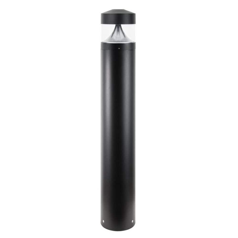 SOLUS Round 200BC Line-Voltage Black Aluminum 937 Lumen Hardwired Integrated LED Bollard Light ...
