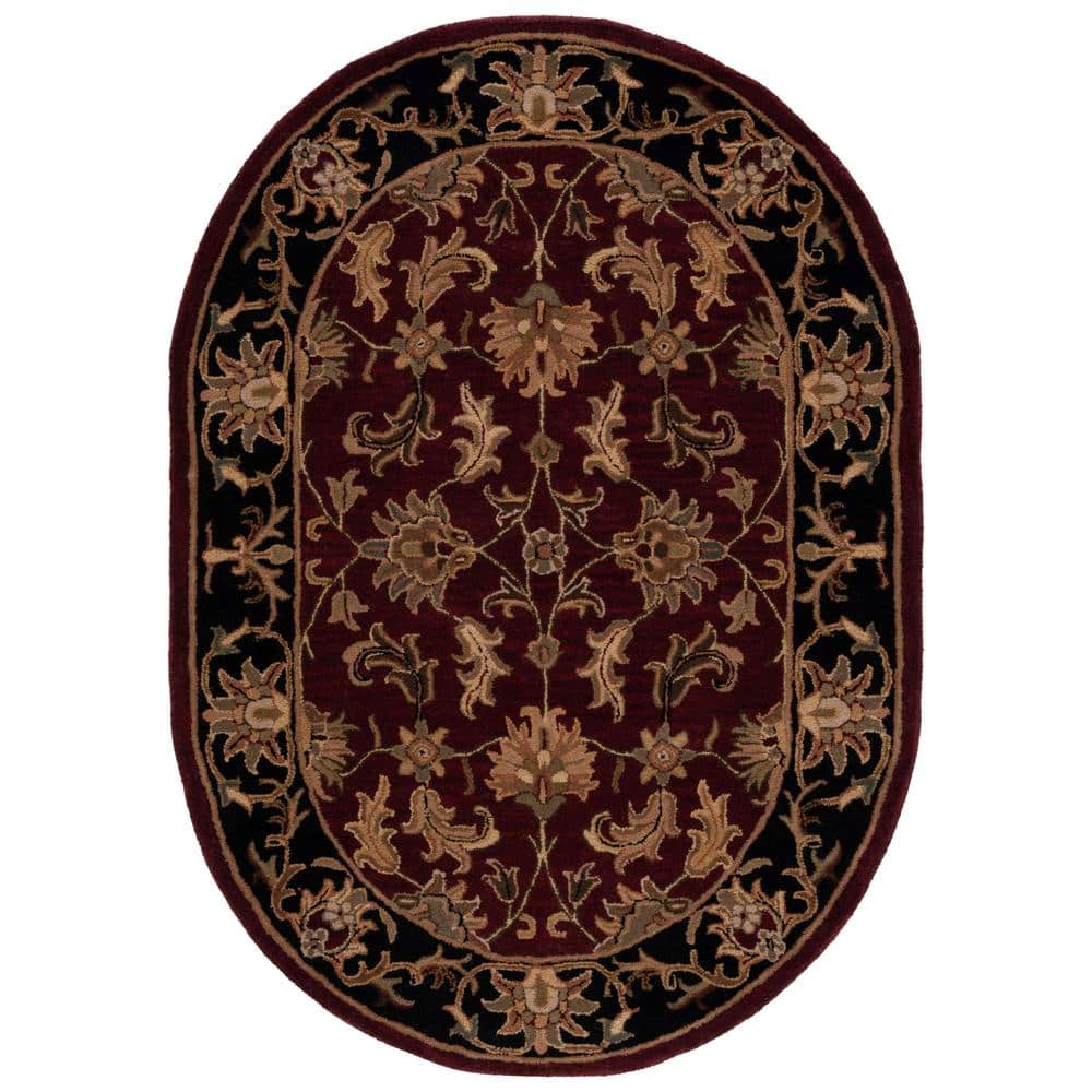 SAFAVIEH Heritage Red/Black 5 ft. x 8 ft. Oval Border Area Rug HG628C ...