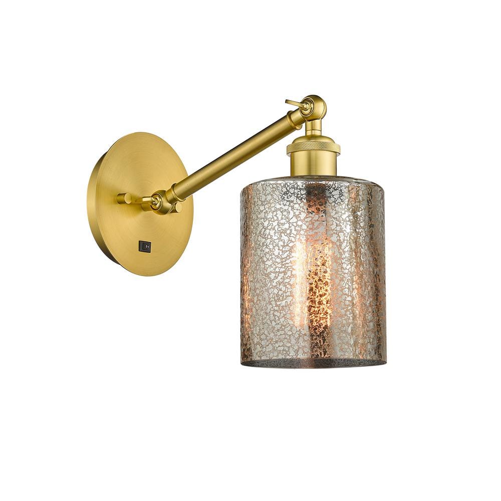 Innovations Cobbleskill 1-Light Satin Gold, Mercury Wall Sconce with Bronze Glass Shade 317-1W ...