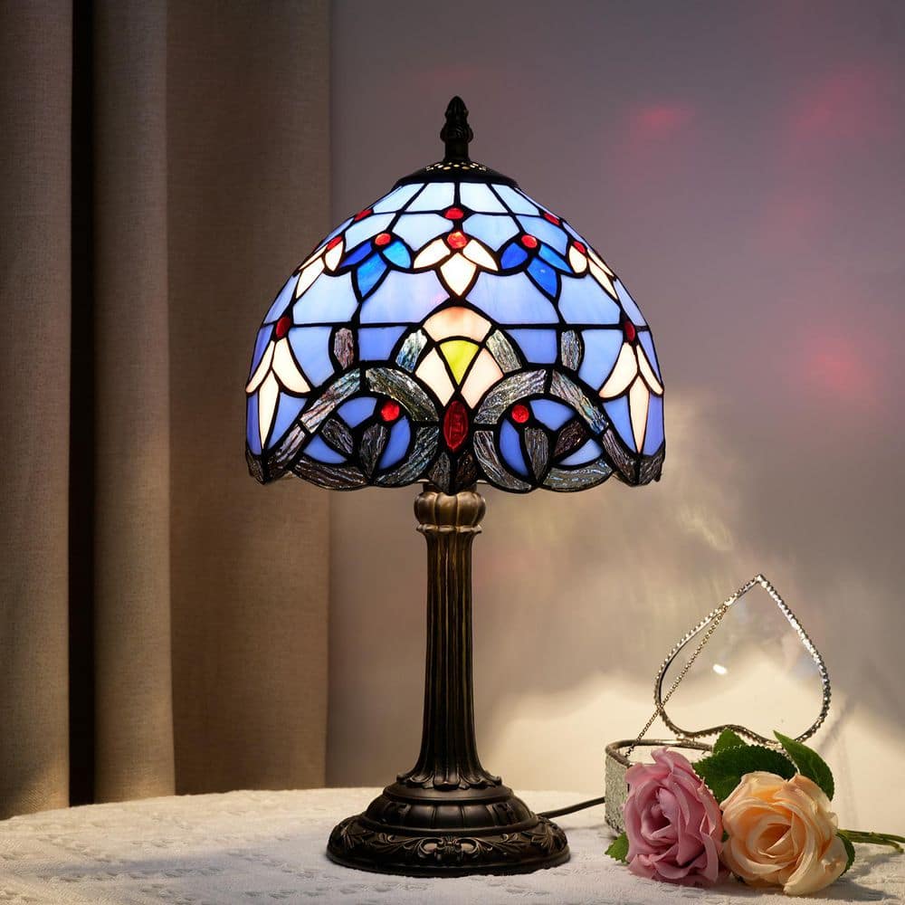 Lasaideal 14 in. Tiffany Style Bronze Finish Table Lamp with Multi ...