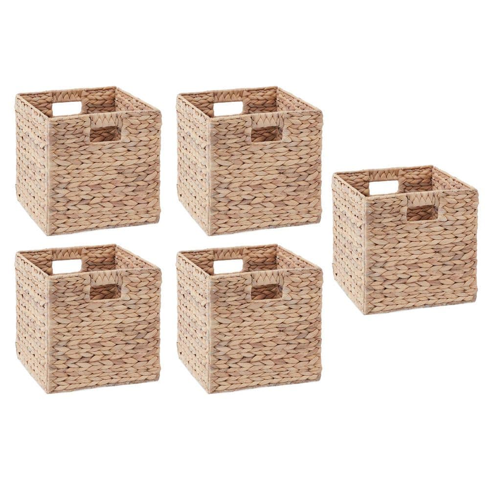 Beige 13 in. x 13 in. Polyethylene Decorative Basket Set of 5 with ...